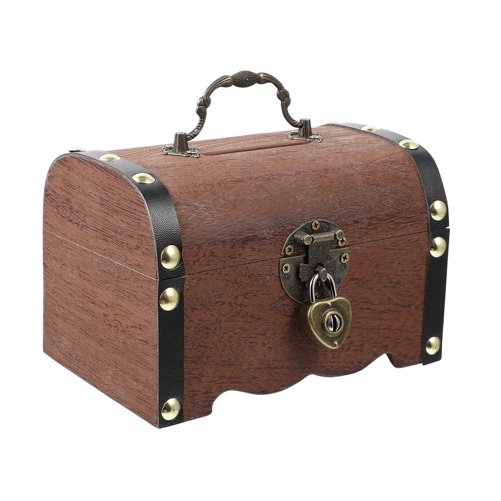 กระปุกออมสิน1c Vintage Treasure Storage Box iggy Bank Organizer Wooden ...