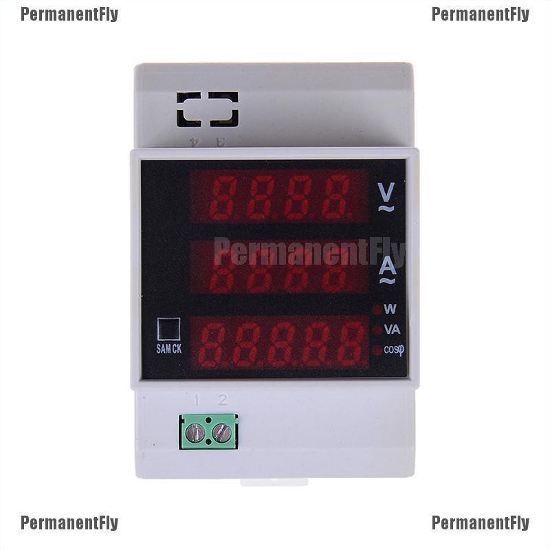 PermanentFly Lab din rail led ac voltmeter ammeter volt amp meter gauge ...