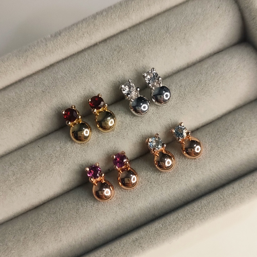 stud mini one gem bug (Garnet/ Plating Gold 9K) | Shopee Thailand