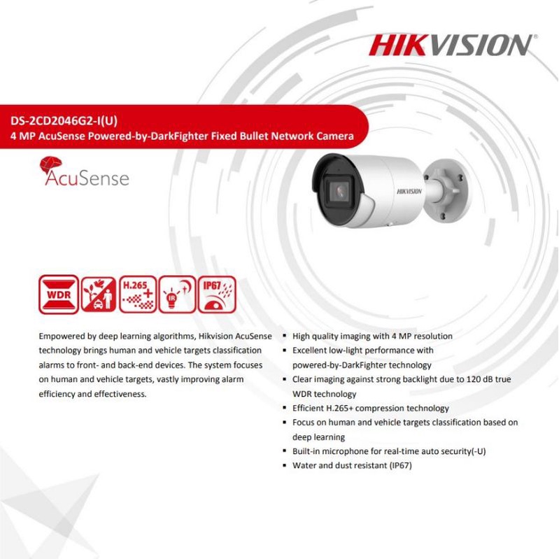 HIKVISION กล้องวงจรปิด รุ่น DS-2CD2046G2-I (2.8mm)(C) 4MP AcuSense ...