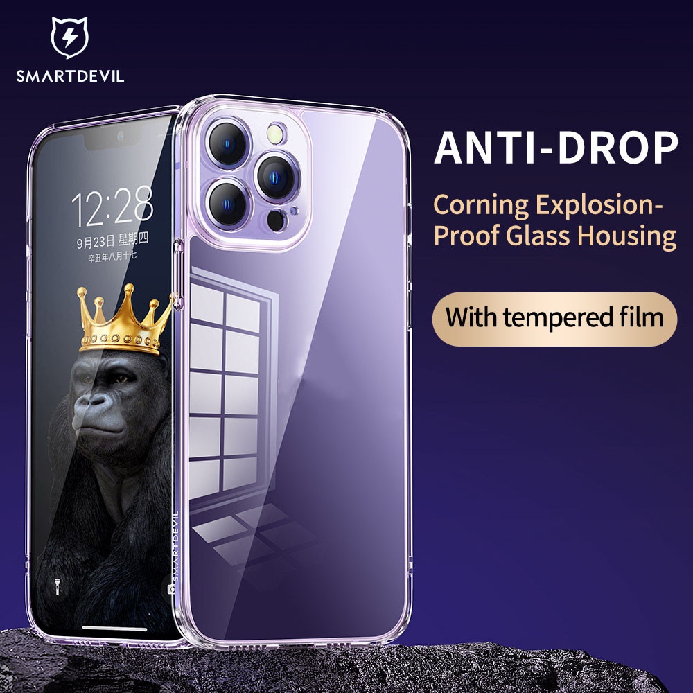 Smartdevil Corning เคสโทรศัพท์กระจกนิรภัย แบบแข็ง กันกระแทก สําหรับ iPhone 14 14 plus 14 pro 14 ...