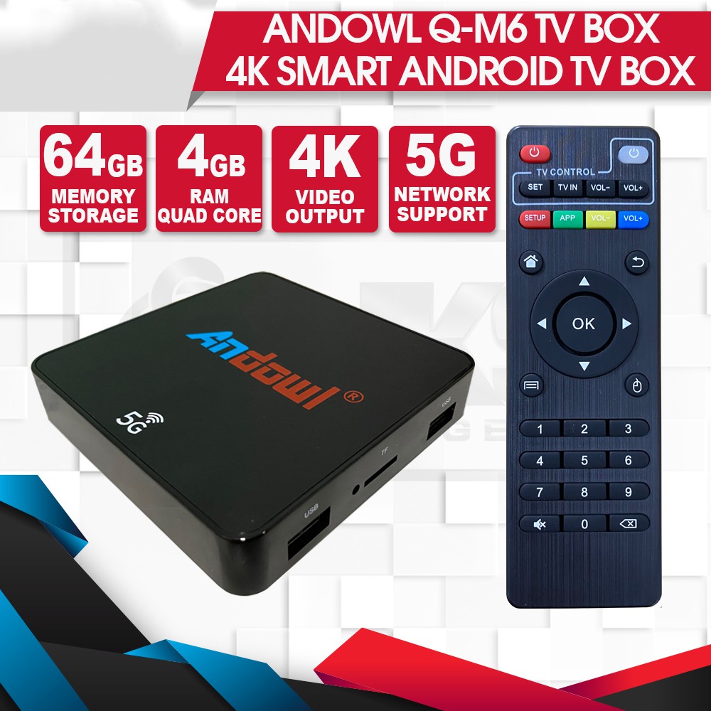 ANDOWL Q-M6 TV Box 4K Smart Android TV Box 4GB RAM 64GB Internal Memory ...