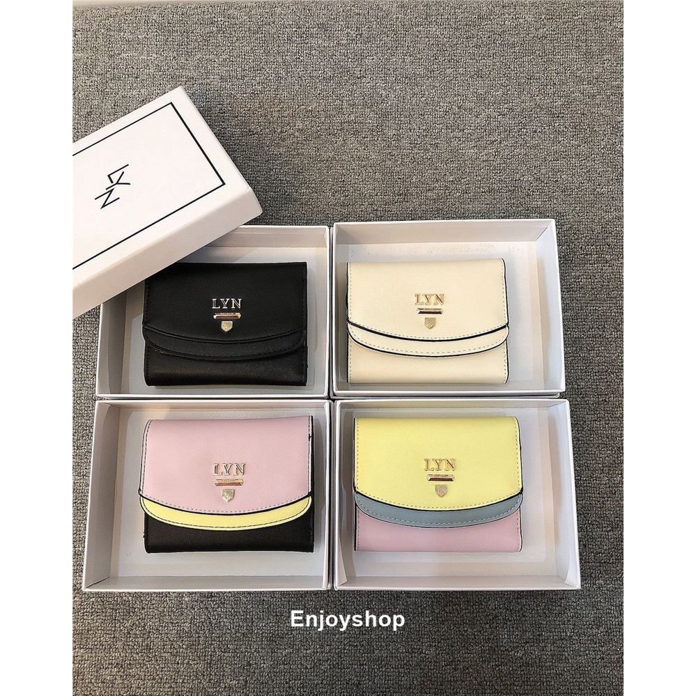 กระเป๋าLYN ️ใหม่ LYN Short Colorblock Wallet ️ฐานกว้าง 4.5 นิ้ว ...