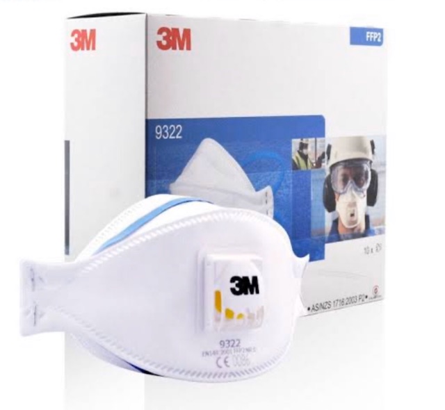 ป้องกันไวรัส*ฝุ่นPM 2.5 (10 ชิ้น) หน้ากาก3M รุ่น 9322A+(พับได้ คล้องหัว ...