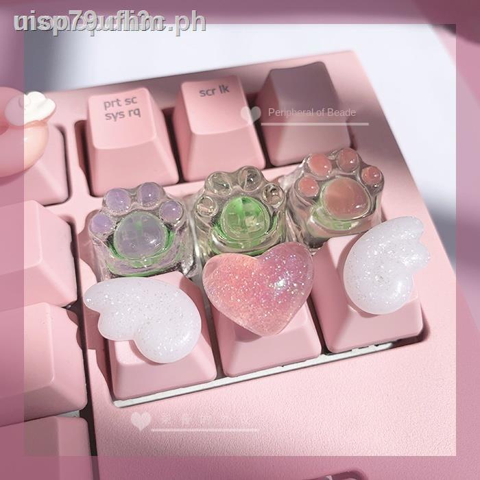Punk ice crystal key wings cute transparent keycaps personalized ...