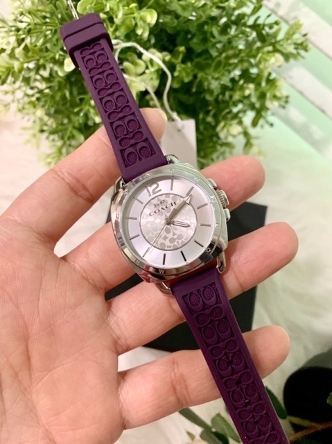 (ผ่อน0) นาฬิกา สายยาง สีม่วง Coach 14503144 BOYFRIEND SMALL RUBBER ...