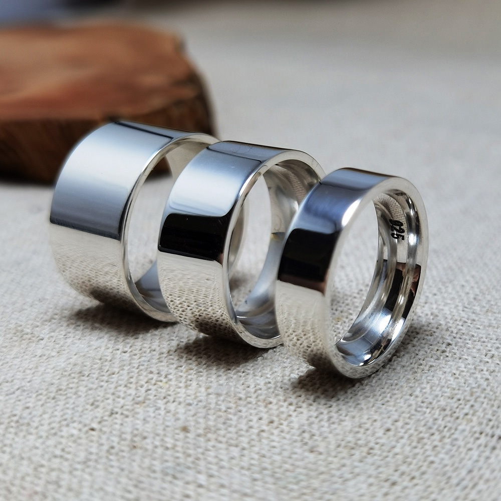 Real 925 Sterling Silver Rings for Men Women Couple of Lovers Rings Simple Plain Comfortable ...