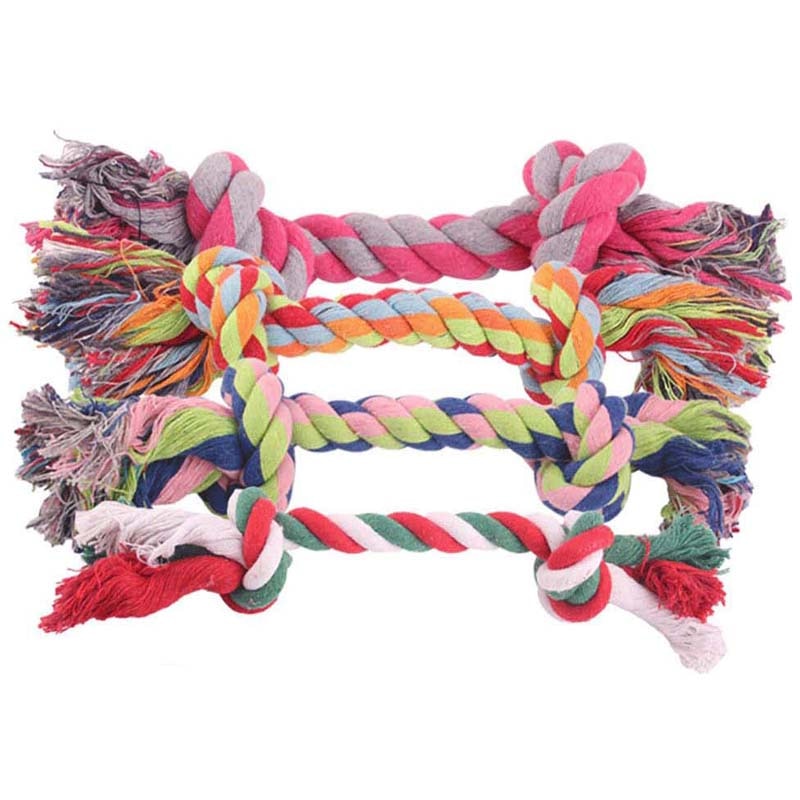 Random Color Pet Dog Toy Bite Rope Double Knot Cotton Rope Funny Cat ...