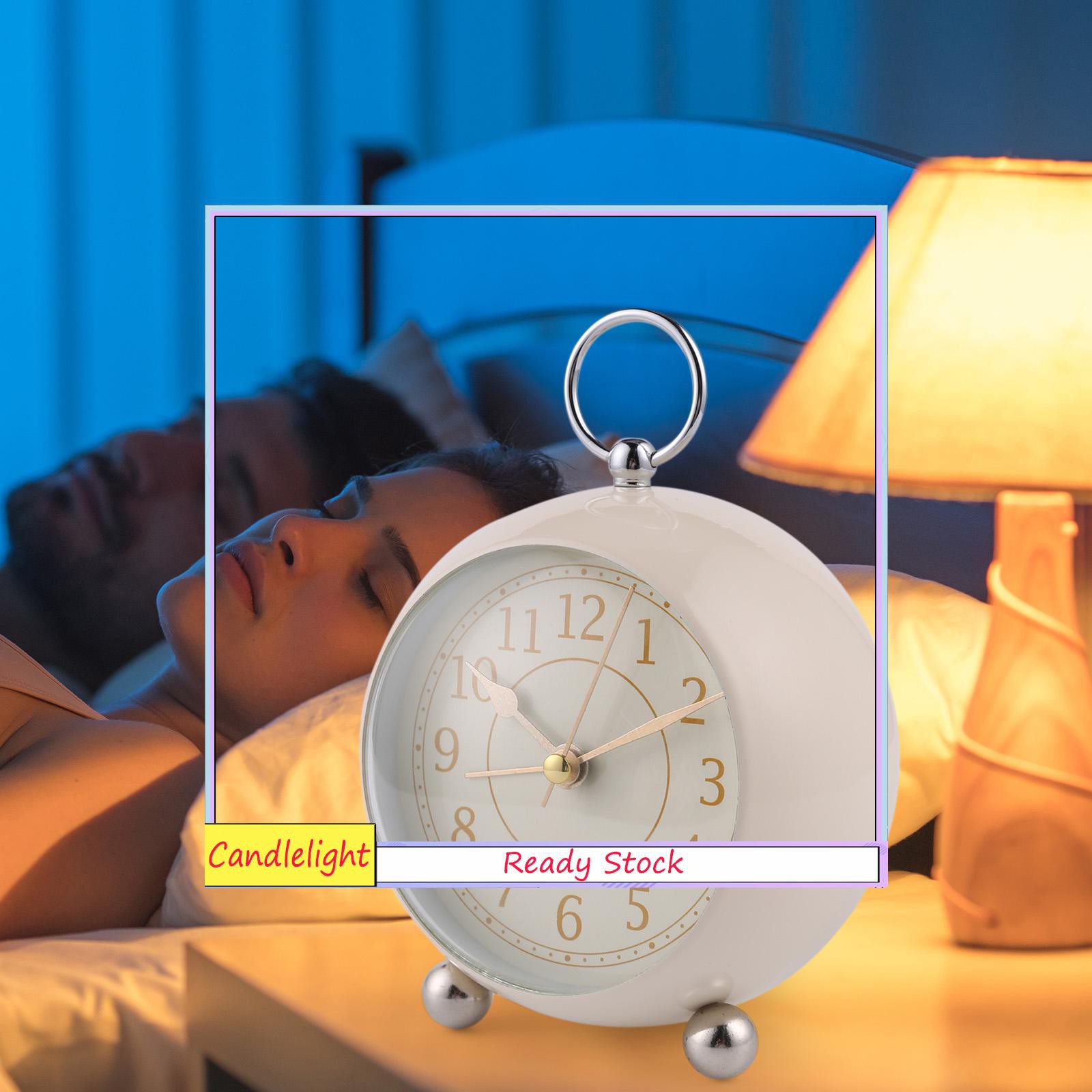 Analog Alarm Clock Super Silent Non Ticking Night Light Bedside Table ...