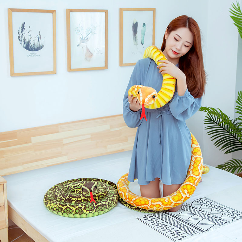 JAY 3M Stuffed Animal Brown Green Yellow Lifelike Big Snake Python Boa ...