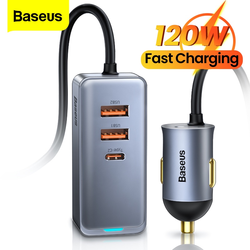 Baseus 4 พอร์ต 120W USB Car Charger Quick Charge PPS Fast Charging PD ...