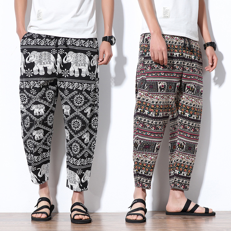 Thai elephant pants men s loose Chinese style men s pants Thai ethnic ...