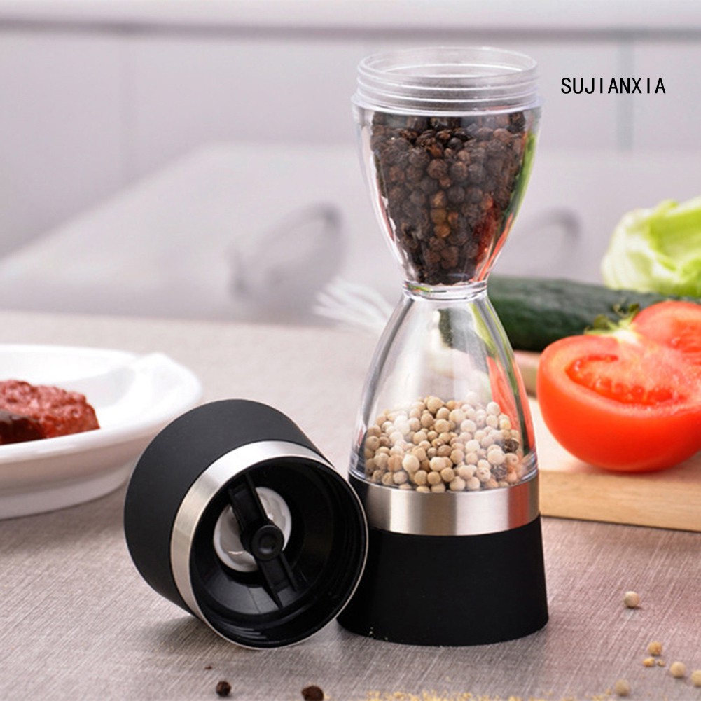 SUY_2 in 1 Dual Salt Pepper Mill Sesame Spice Grinder Shaker Kitchen ...