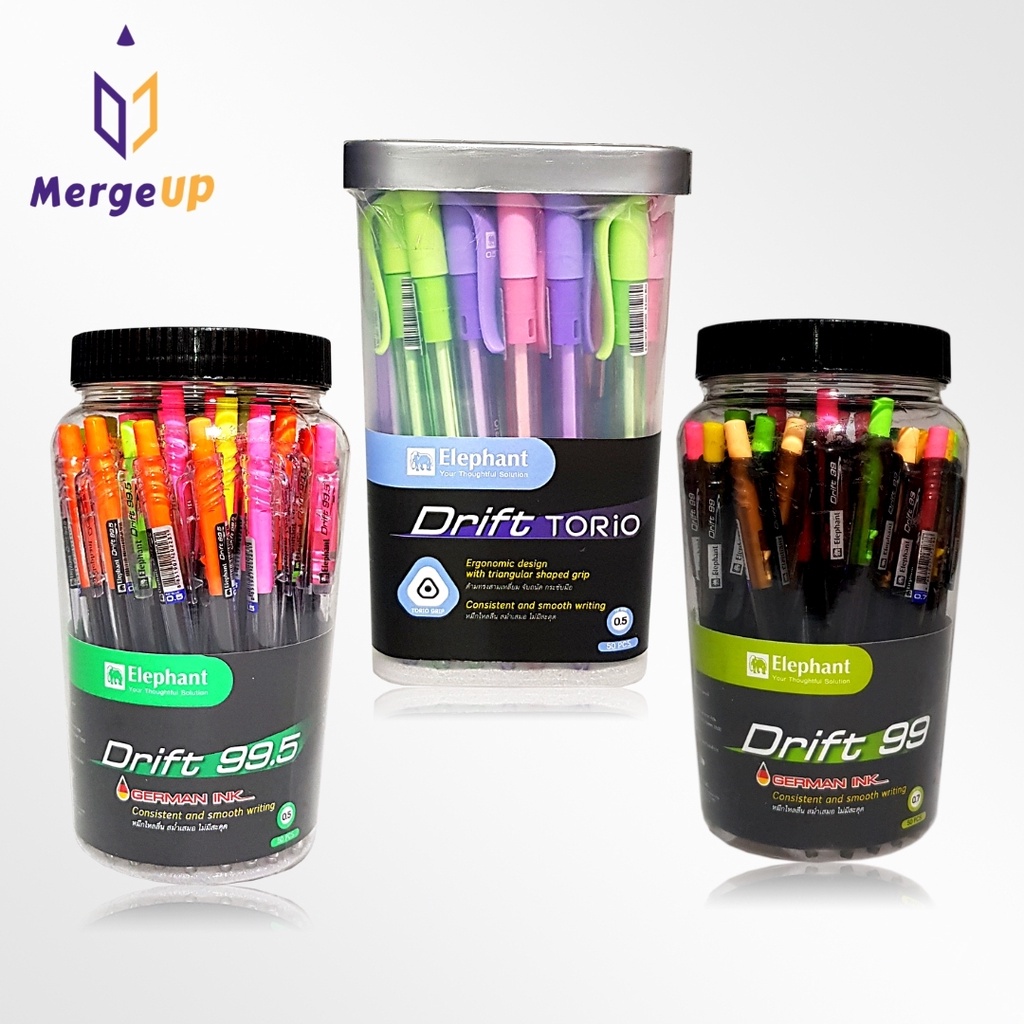 (50 ด้าม/กระปุก) ปากกา ปากกาลูกลื่น ตราช้าง Elephant Drift Torio ...