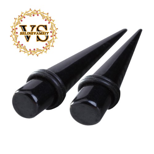 2pcs Black Acrylic Ear Expander Taper Plug Stretcher (00g 10mm ...