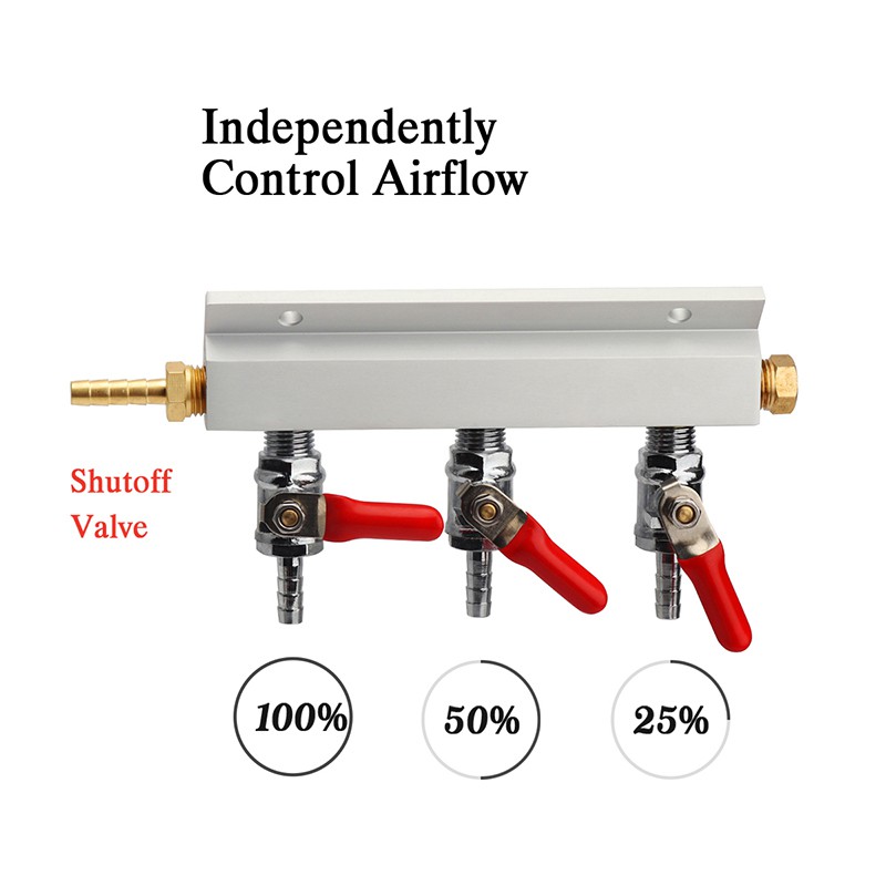 3 Way Co2 Gas Distribution Block Manifold With 7Mm Hose Barbs Home ...