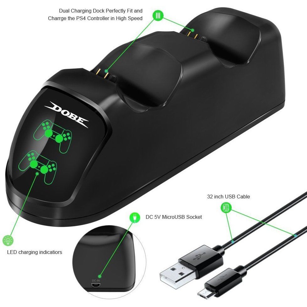 PS4 Dual Shock Controller Dual USB Charging Charger Docking Station ...