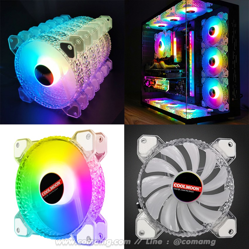COOLMOON Crystal Diamond RGB 4 Fan Sets, 12cm Silent Long-Life RGB ...