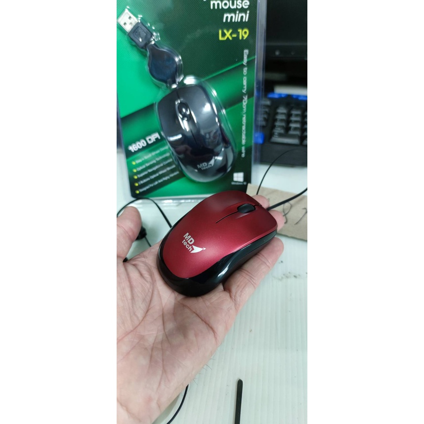 MD-tech เมาส์ LX-20 LX-19 Optical USB Mouse Mini 1600 DPI เป็นรุ่นเก็บ ...