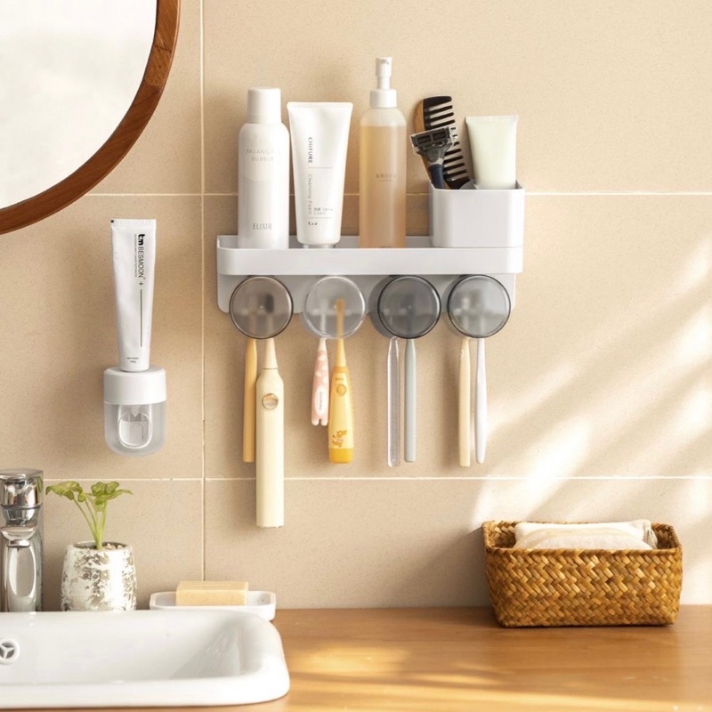 Wall-mounted toothbrush holder ชั้นวางแปรงสีฟัน พร้อมแก้วน้ำติดผนัง ...