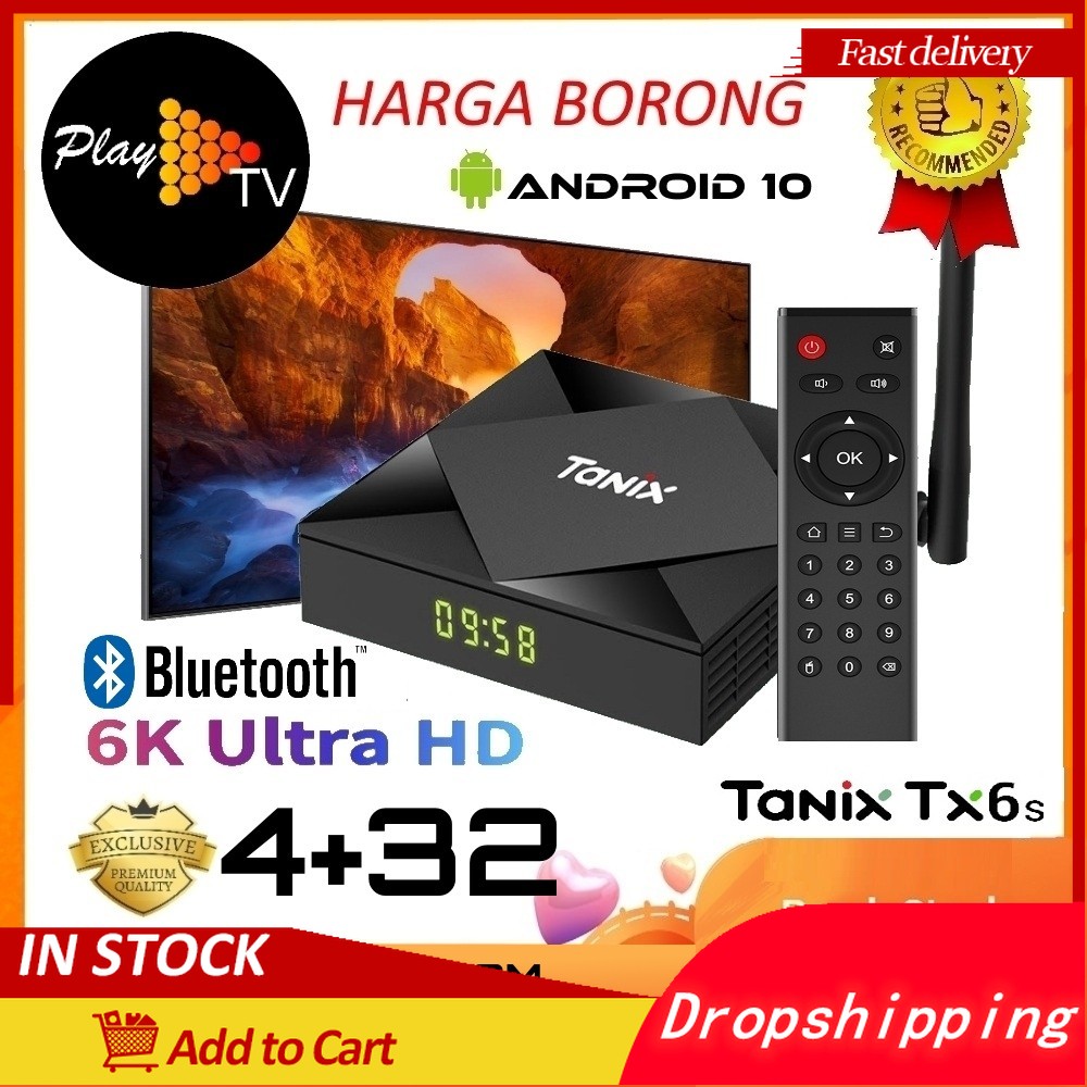 Tanix TX6 TX6s 4GB + 32GB PreInstall10K channels Android Smart Tv Box ...