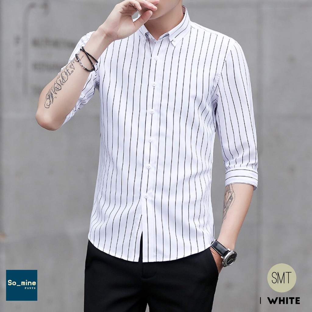 เสื้อเชิ้ต 3ส่วน ข้อศอก ไม่ต้องพับปลายแขน ผ้านุ่มมาก - so_mine - ThaiPick