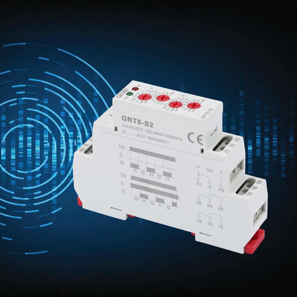 GRT8-S2 Mini Asymmetric Cycle Timer ON/OFF Repeat Cycle Time Relay AC ...