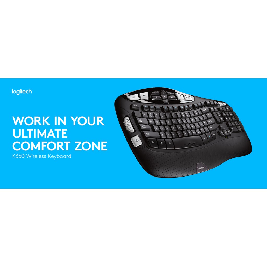 จัดส่งในวันเดียวกันErgonomic Logitech wireless keyboard K350 QWERTY ...