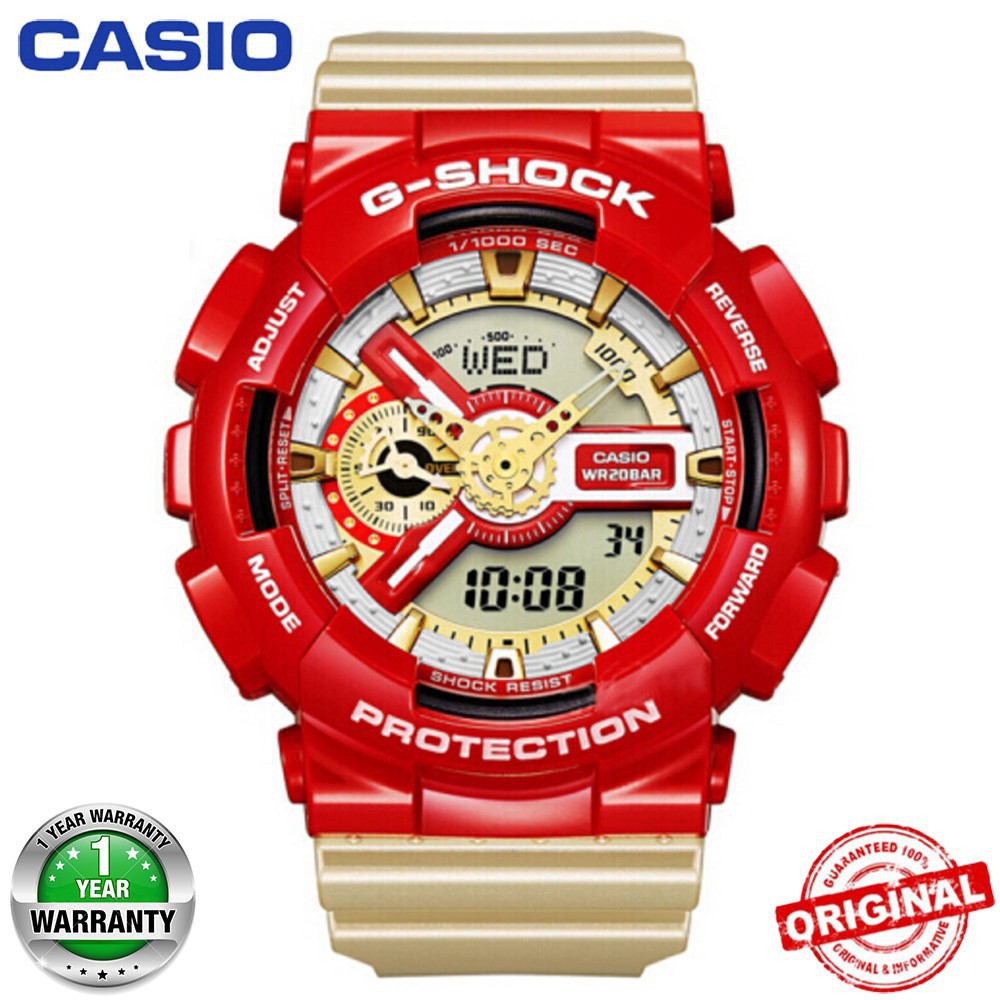 HOT【ต้นฉบับ】Original Casio G-Shock GA110 Gold Red Wrist Watch Men Sport ...