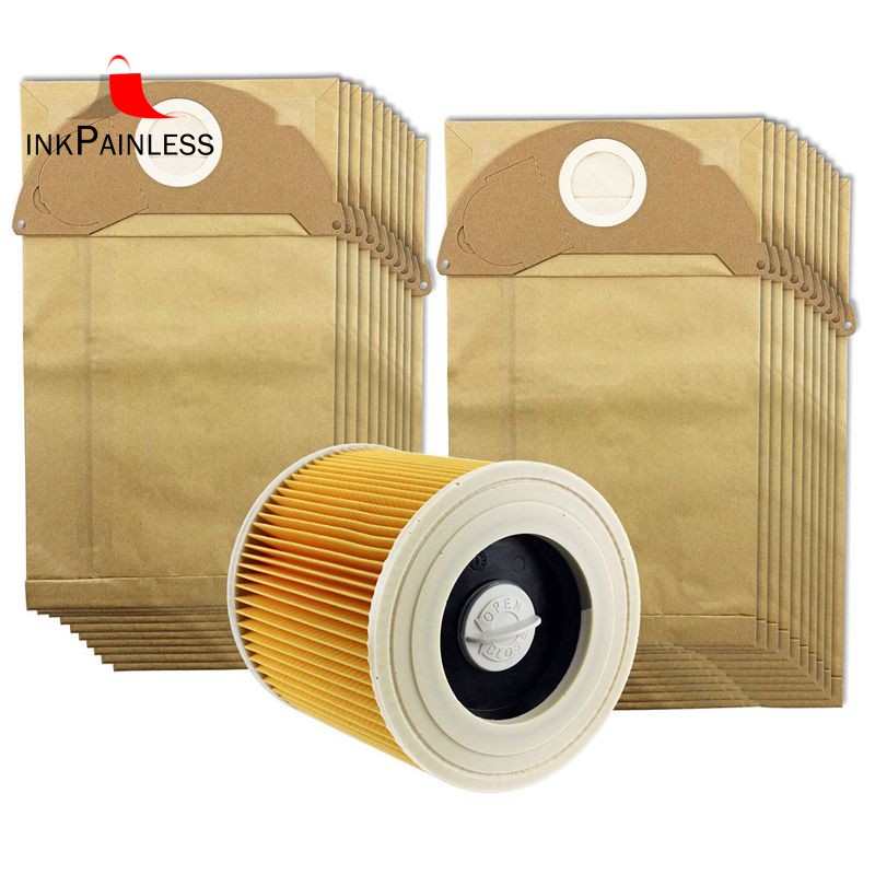 For Karcher WetDry WD2 Vacuum Cleaner Filter And 20 Dust Bags ...