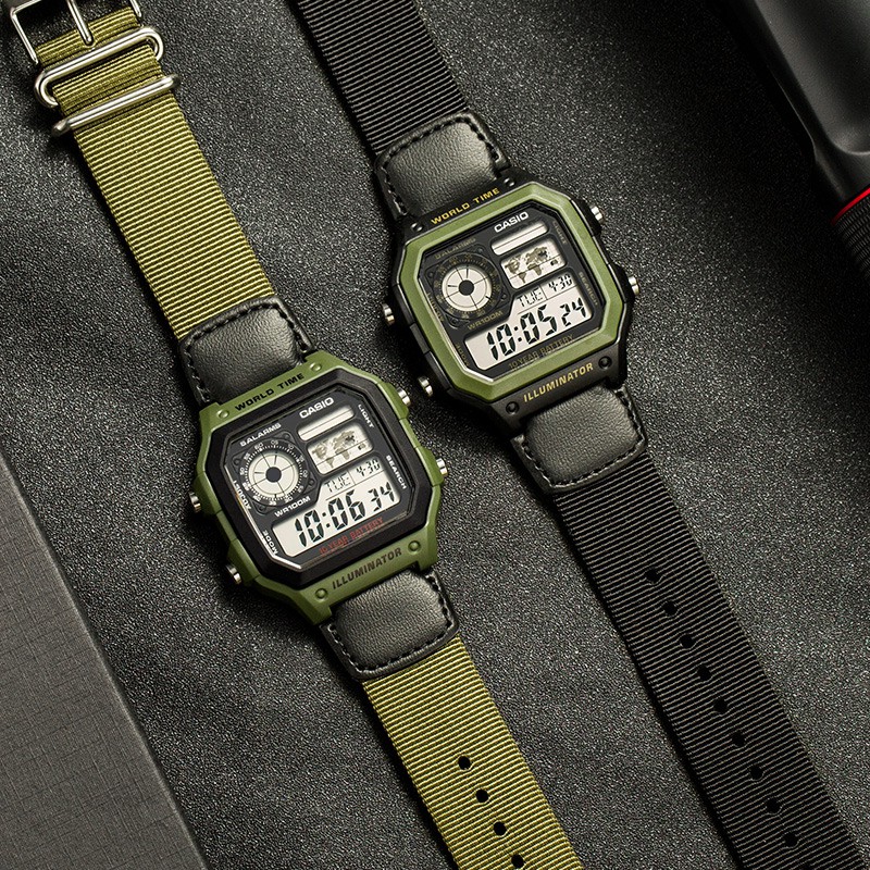 Casio small square watch men s AE-1200WHB student sports waterproof ...