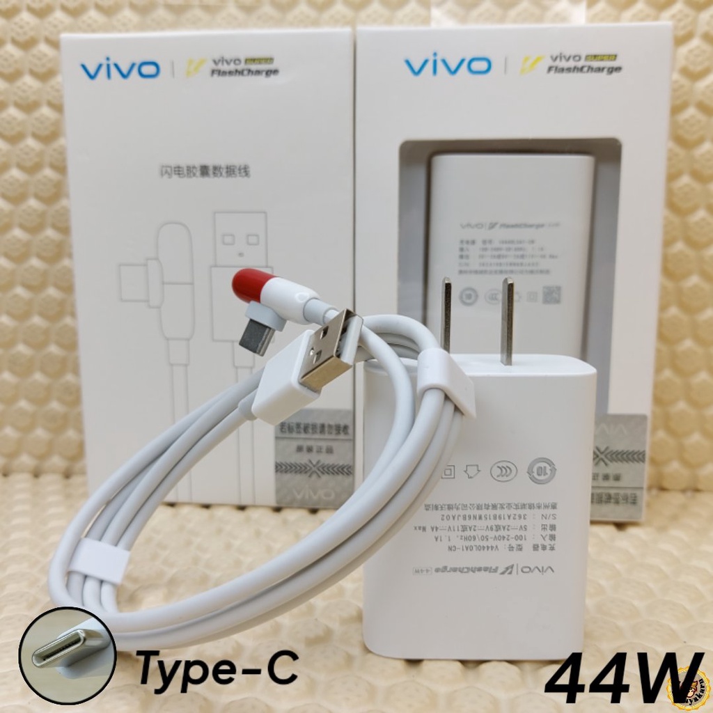 ที่ชาร์จ Vivo 44w แท้100FlashCharge Usb TypeC หัวชาร์จvivo 44W ชาร์จไว ชาร์จเร็ว ชาร์จด่วน ...