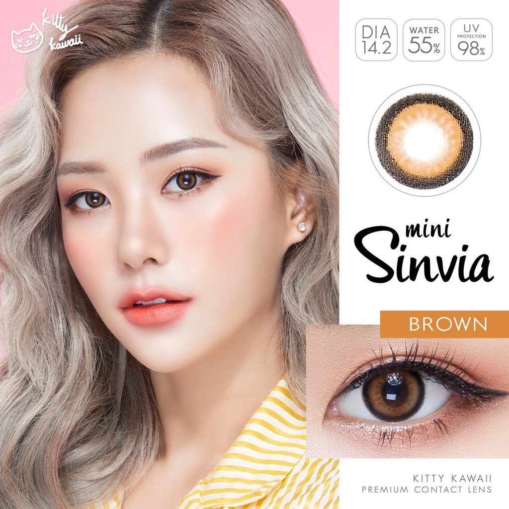 คอนแทคเลนส์ Kitty kawaii รุ่น Mini Sinvia สีน้ำตาล (Dia 14.2 ...