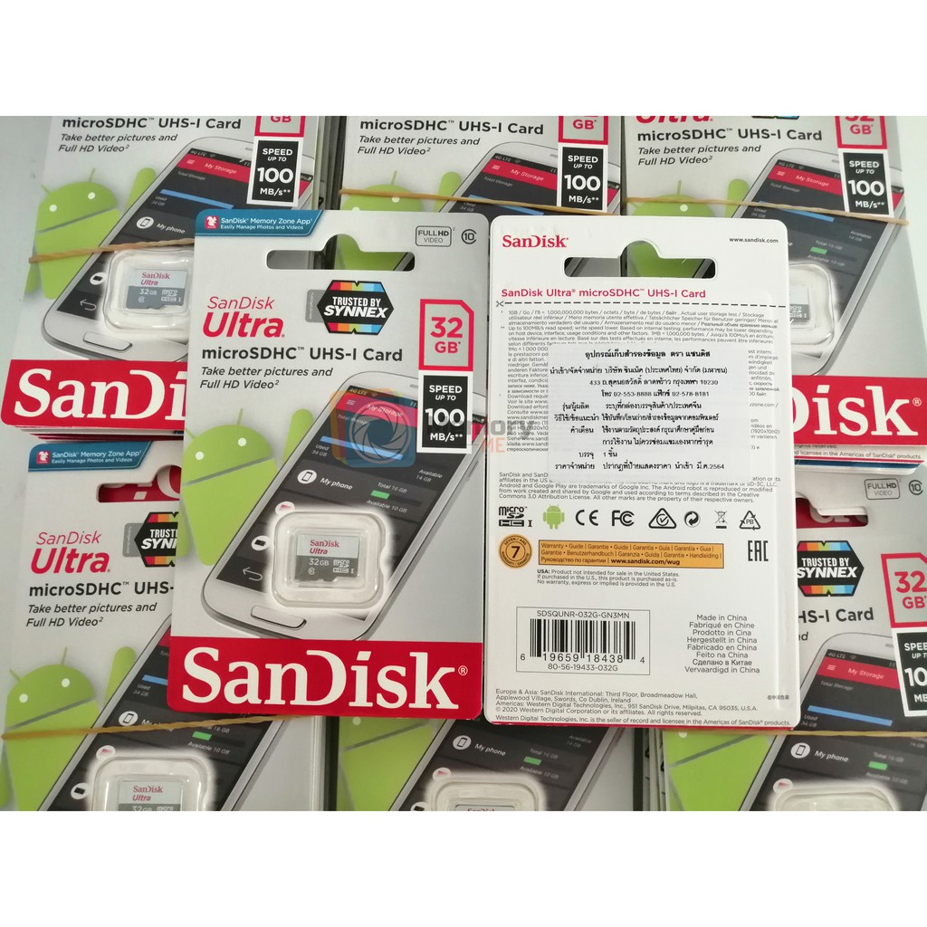 SANDISK เมมโมรี่การ์ด Micro SD card Ultra 32 GB 100MBs Read SPEED Class10 (SDSQUNR-032G-GN3MN ...