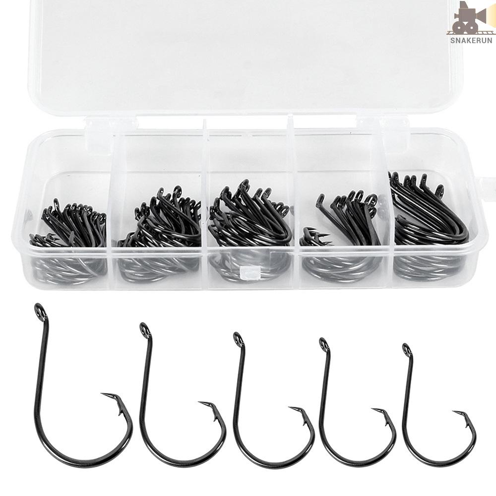 SPA_100Pcs High Carbon Steel Treble Hooks 7 Size 2/4/6/8/10/12 Fishhook ...