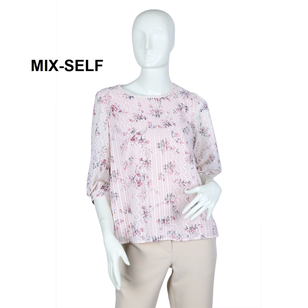 Mix-Self เสื้อเบลาส์ผ้าลายดอกไม้มีลายปัก รุ่น IB74644 - iccshopping ...