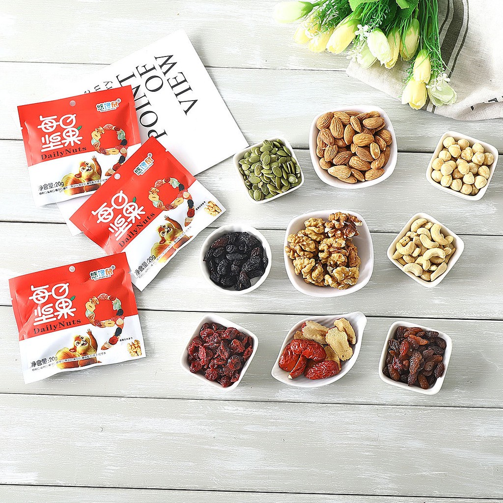 ☇№[ของแท้] Qia Daily Nuts Mixed 30 bags Small Yellow Bag 750g Nut ...