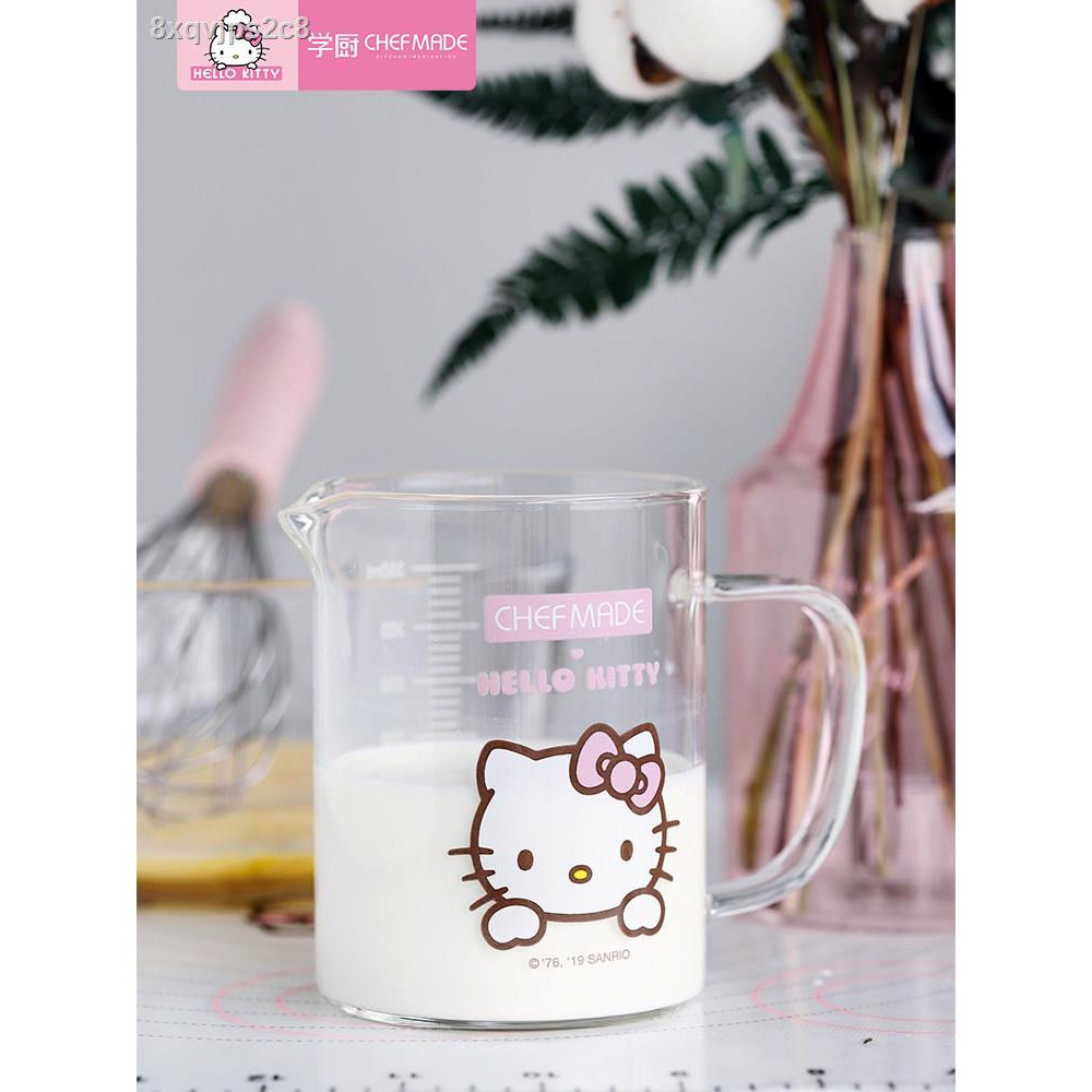 ℗Learning Kitchen KT (Hello Kitty) ของแท้หนาทนอุณหภูมิสูงแก้วตวงถ้วยเครื่องมืออบในครัวเรือน ...