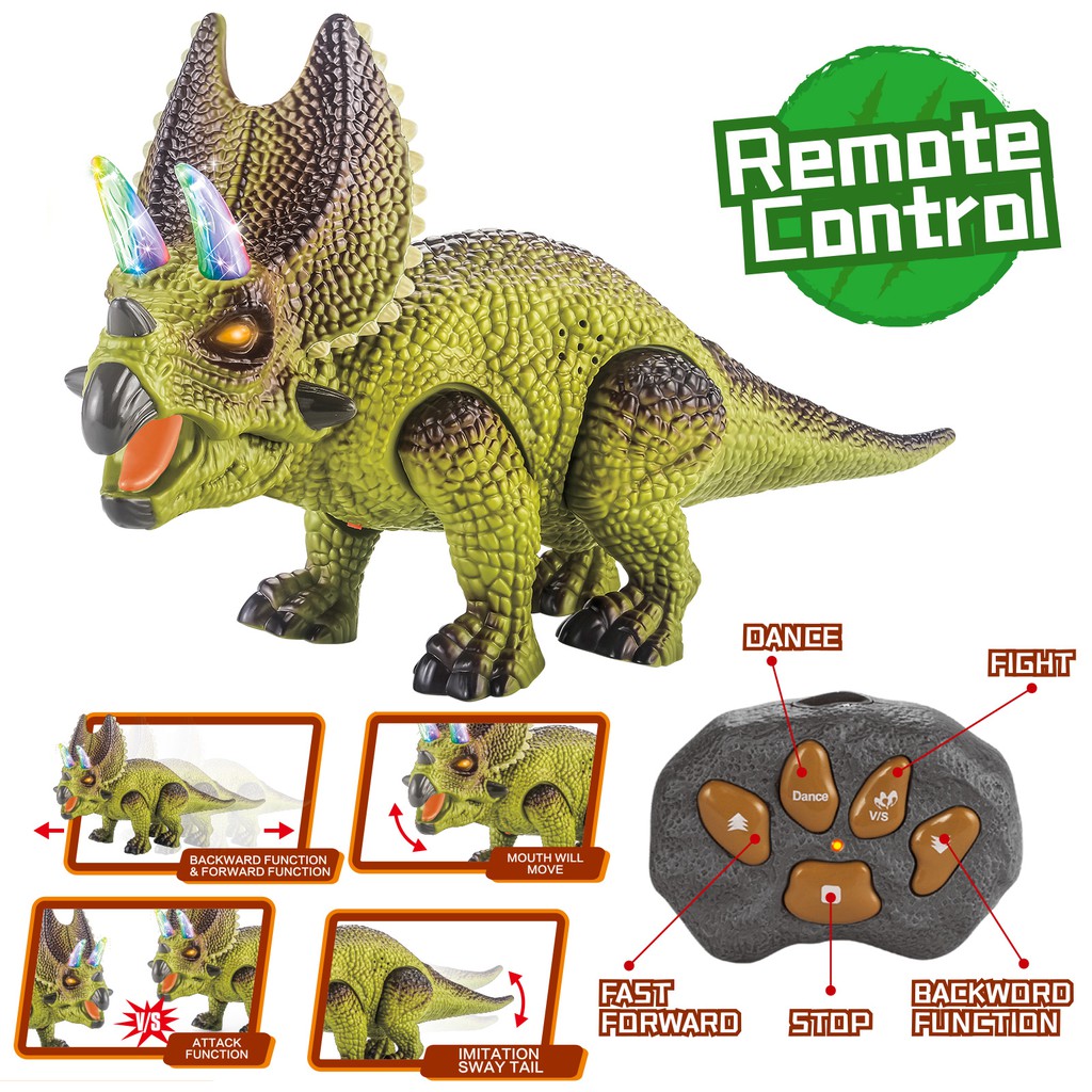 {new}Remote Control Dinosaur Toys - Realistic Triceratops Dinosaur Toys ...