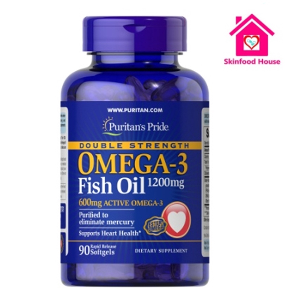 Puritan Double Strength Omega-3 Fish Oil 1200 mg 90 Softgels บำรุงสมอง ...