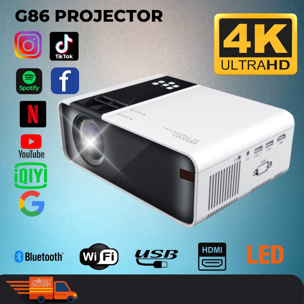 มินิ โปรเจคเตอร์ G86 HD Mini Projector LEDVideo Home Cinema 3D รองรับ ...