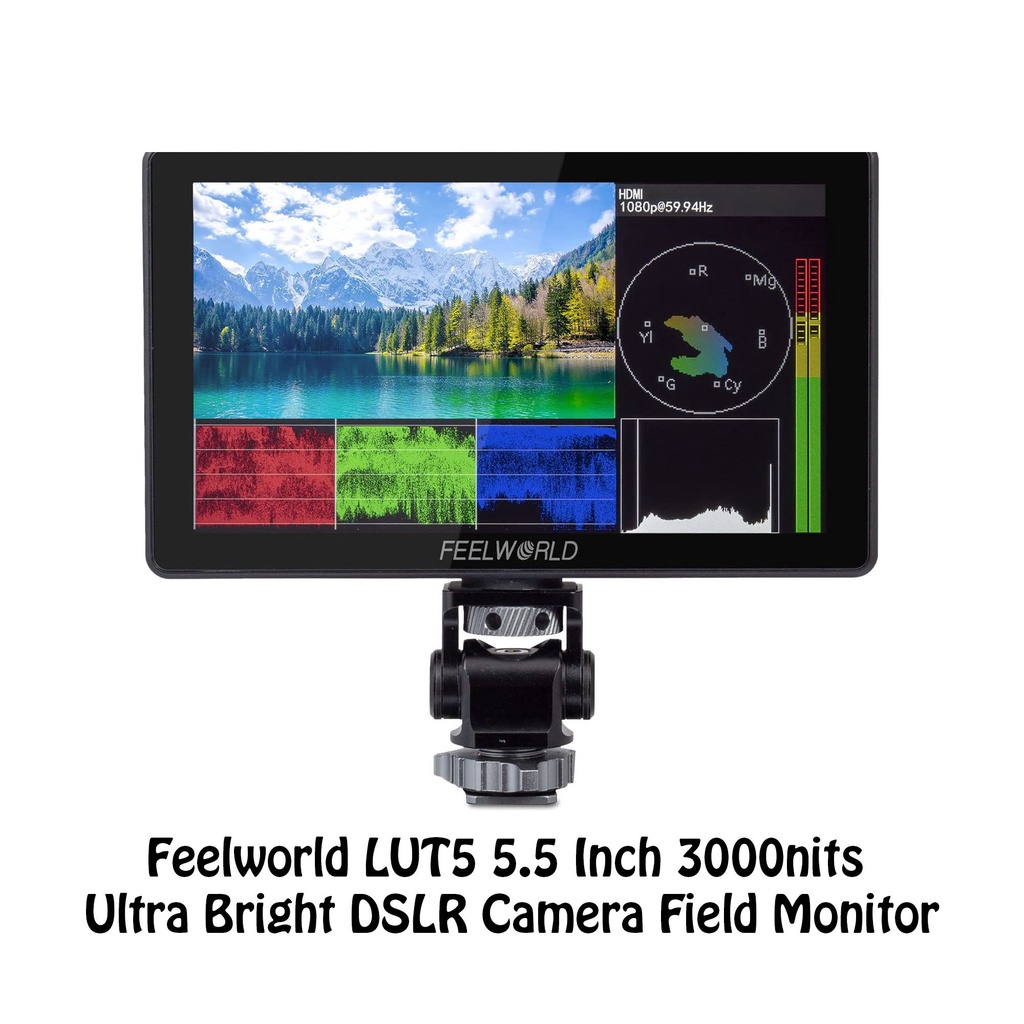 Feelworld LUT5 5.5 Inch 3000nits Ultra Bright DSLR Camera Field Monitor ...