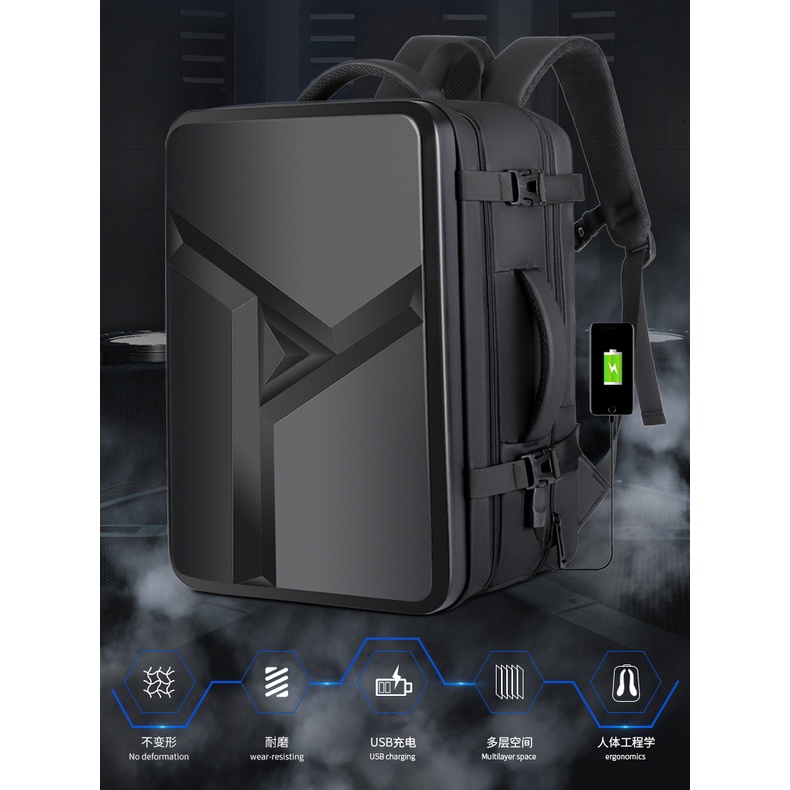 Large capacity hard shell backpack men39s USB business expansion ...