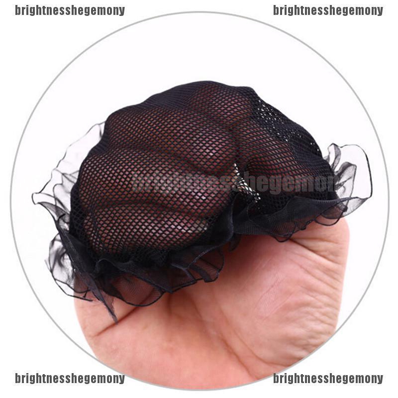 thro 2PCs Women Ballet Dance Skating Snoods Hair Net Bun Cover Black ...