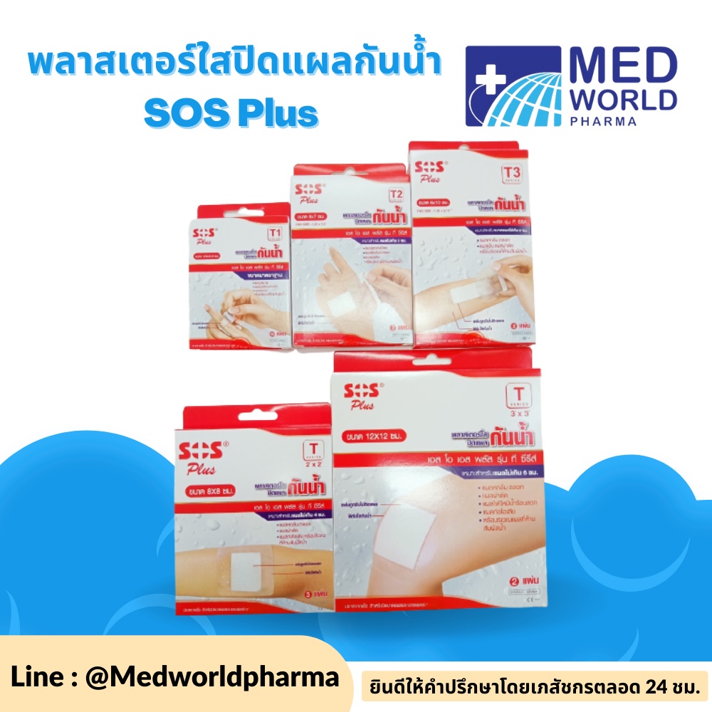 พลาสเตอร์ใสปิดแผลกันน้ำ SOS PLUS T1, T2, T3, T4 | Shopee Thailand
