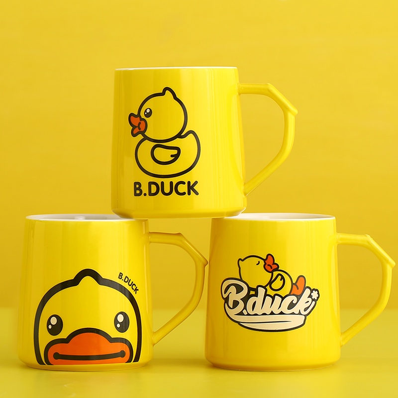BDUCK Little Yellow Duck CupCreative Cute Girlheart Personality Trendy Ceramic Water CupChildren ...