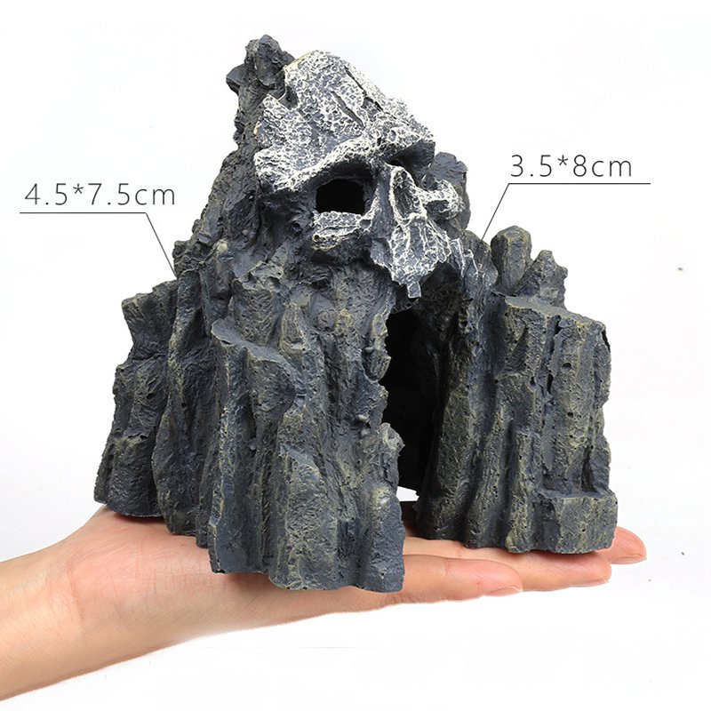 Aquarium Skull Resin Decoration Fish Tank Terrarium Hideout Rockery ...