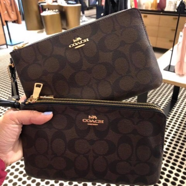 พร้อมส่ง แท้ ????????????% New Coach คล้องมือ 2 ซิป L DOUBLE ZIP WALLET ...