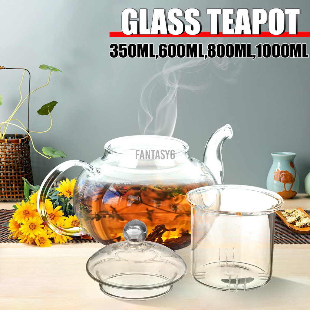 Heat Resistant Bottle Glass Teapot with Infuser Coffee Tea Leaf 5KqQ ...