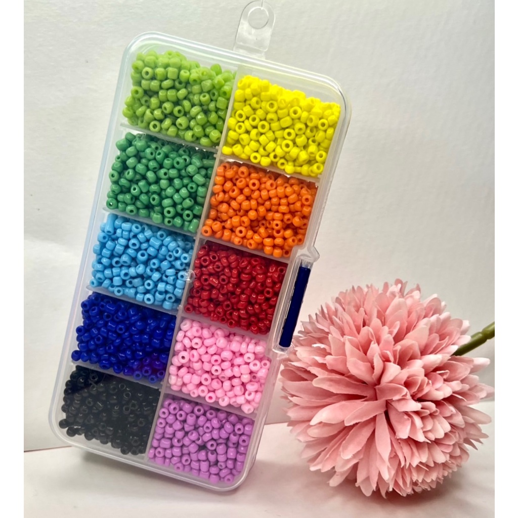ลูกปัดเม็ดทราย DIY พร้อมกล่อง 10 สี ขนาด 3mm 10 สี มีหลายโทนสีให้เลือก DIY | Shopee Thailand